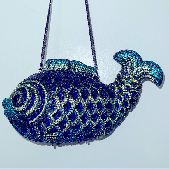 Bags | Luxury Crystal Bling Fish Evening Clutch Bag | Poshmark
